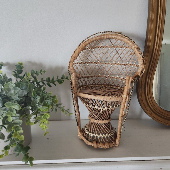 None | Accents | Vintage Boho Wicker Peacock Chair Plant Stand | Poshmark